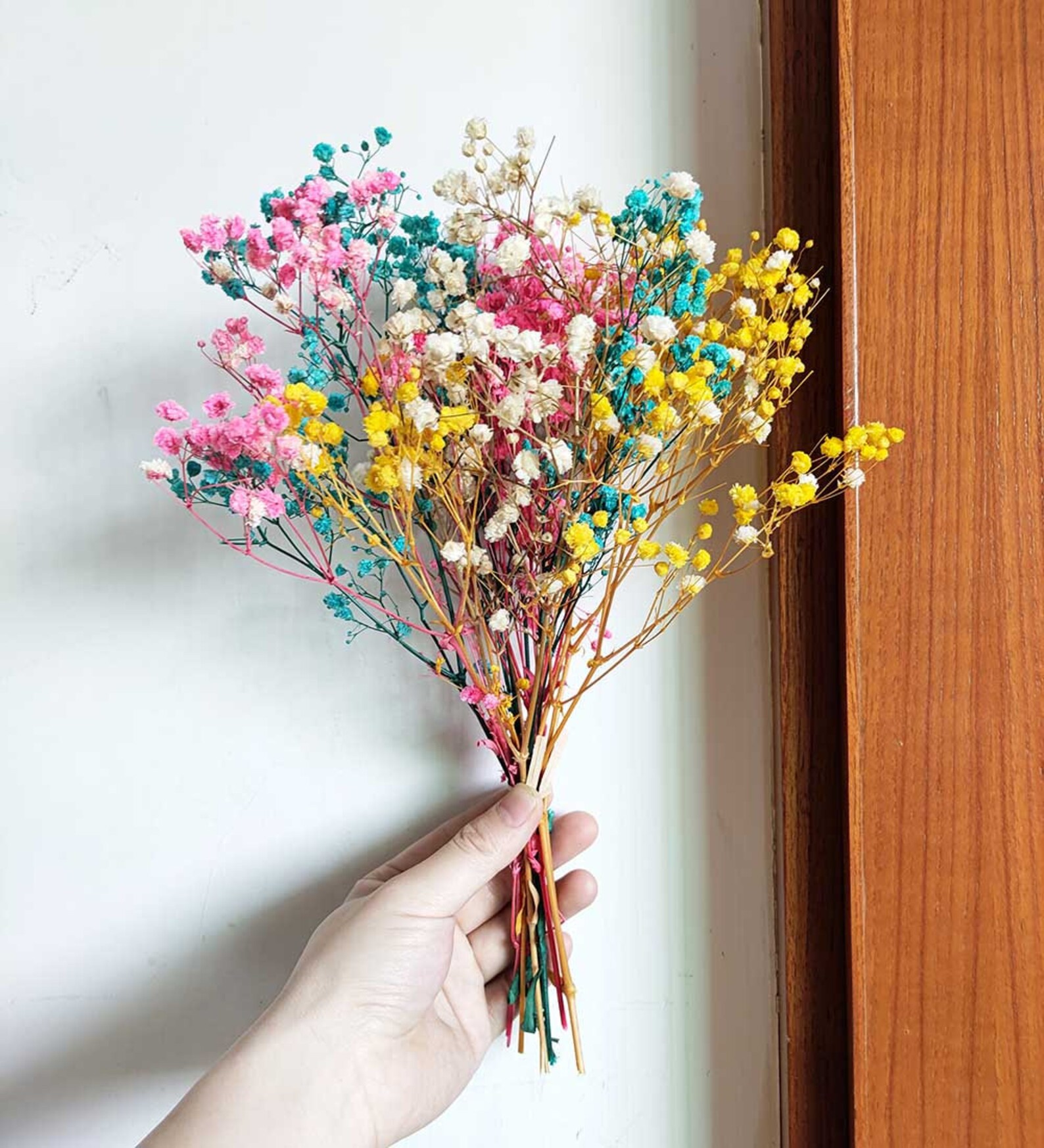 Mixed Color Baby Breath With Vase，preserved Baby S Breath Flowers ...