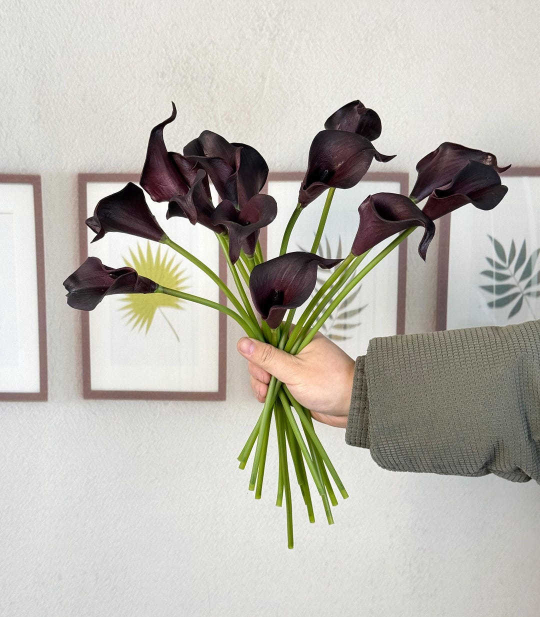 Faux Dark Plum Calla Lily Stem，artificial Calla Lily Flower，flower ...