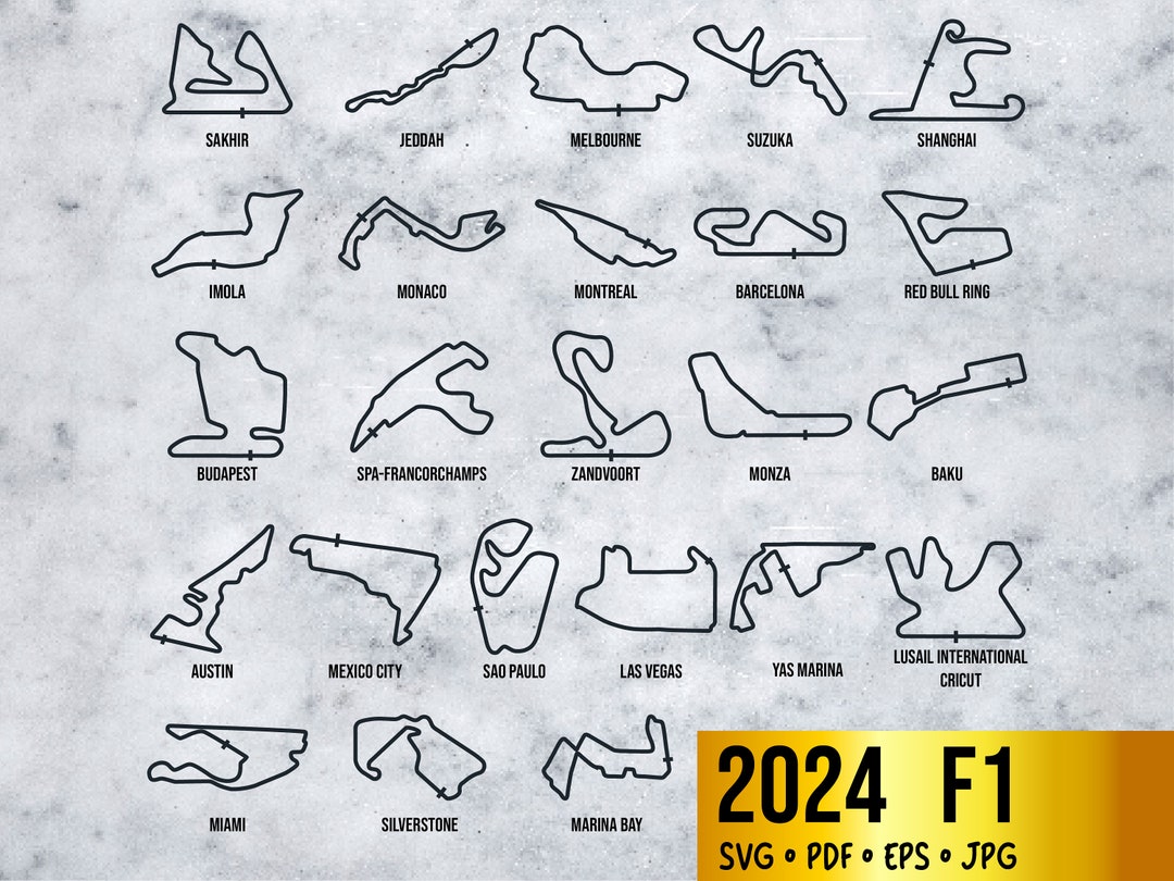 Formula 1 Race Tracks Vector, Grandprix Clipart, Racetracks SVG Bundle ...