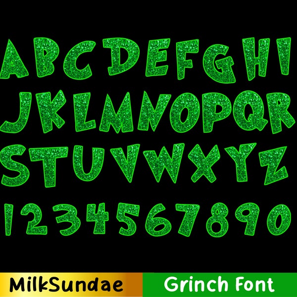 Grinch Glitter Font Png - Etsy
