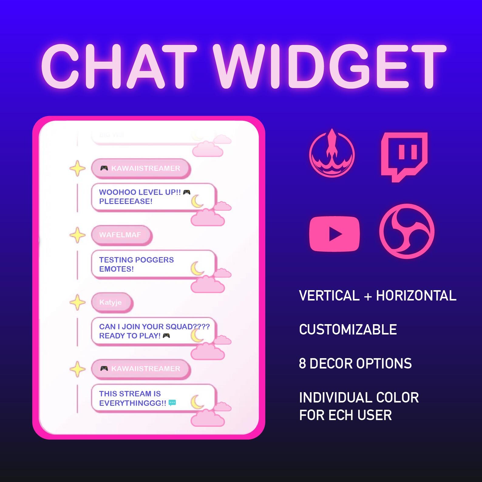 Twitch Chat, Сute Twitch Chat Widget, Kawaii Chat Box for Twitch and ...