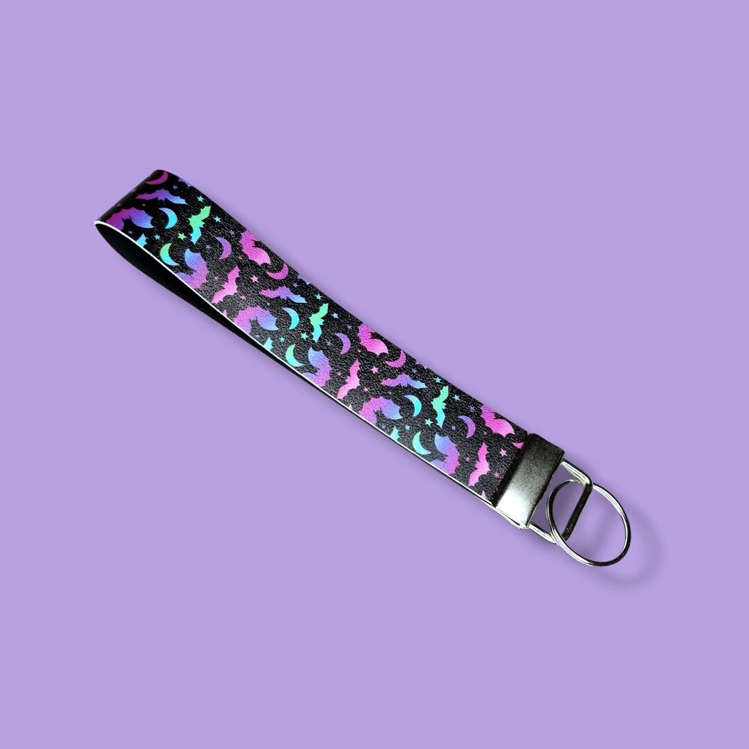 Neon Bat Goth Keychain Wristlet, Gothic Car Accessories or Gift for Her ...