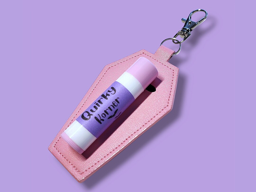 Coffin Shaped Chapstick / Lip Balm Holder Keychain in Pastel Goth Pink ...