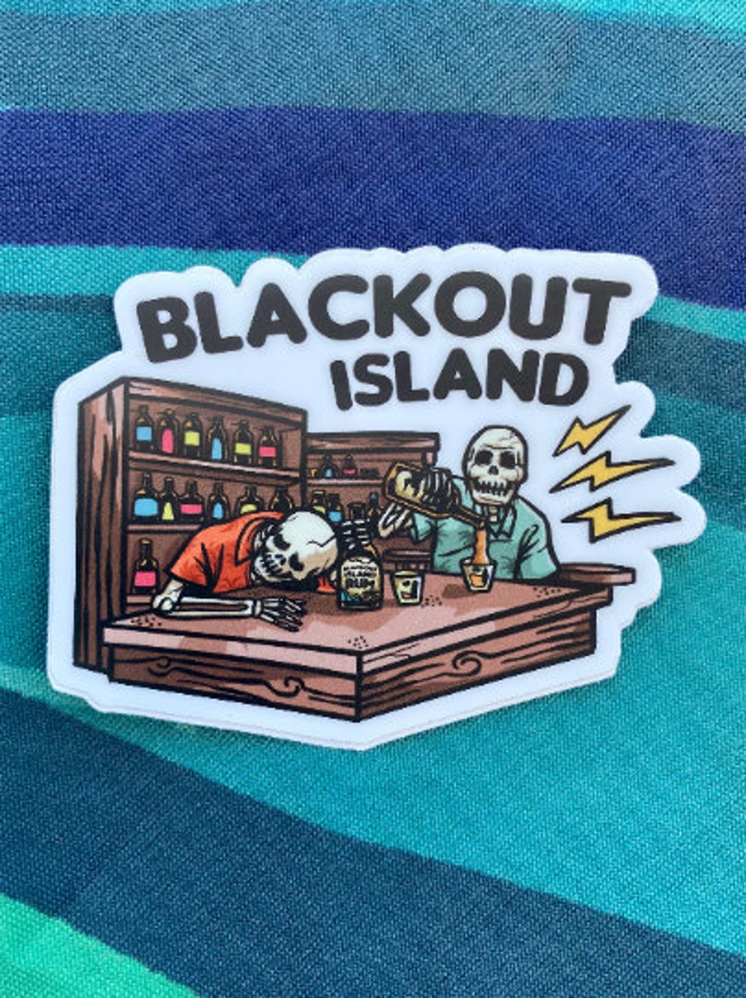 Slumped Skeleton Waterproof Sticker *blackout Island - Tropical ...