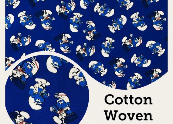 Smurfs Medics on Blue Fabric 100% Cotton Woven non Stretch - Etsy