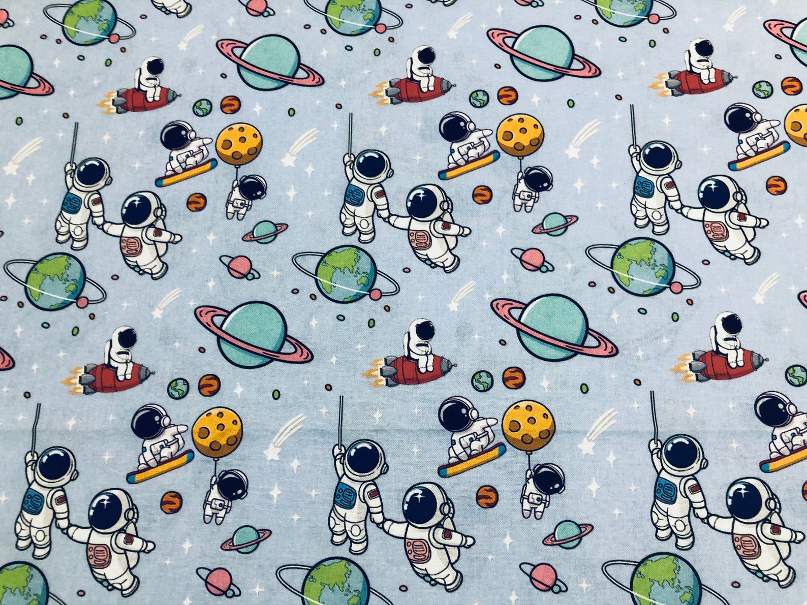 Spaceman Amung Us Stars Universe Space Planets Light Blue - Etsy