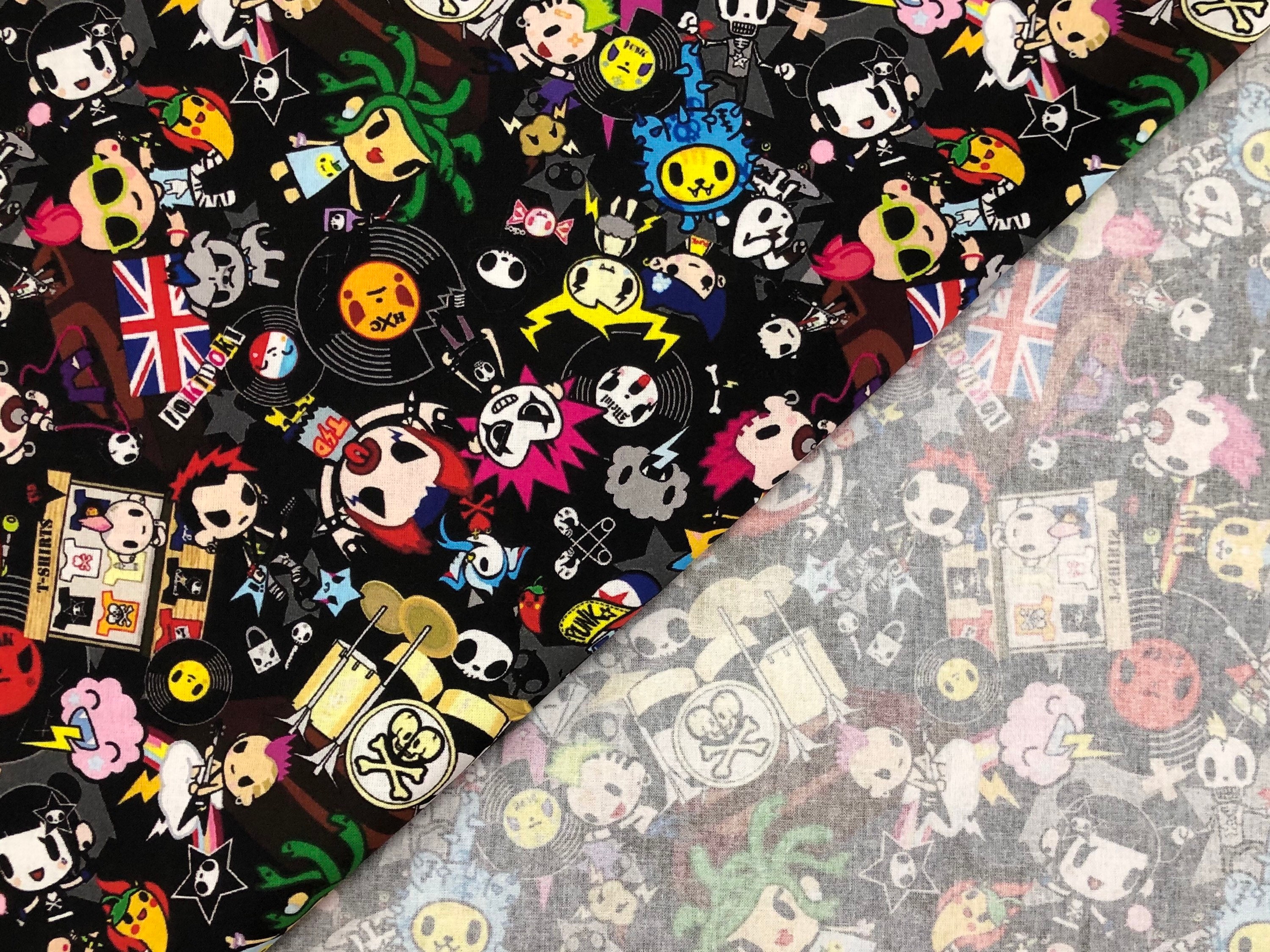 Tokidoki Punkstar on Black Background 100% Cotton Fabric Woven | Etsy