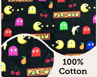 Pacman 80s Arcade Game Fabric Small Scale 100% Cotton | Etsy