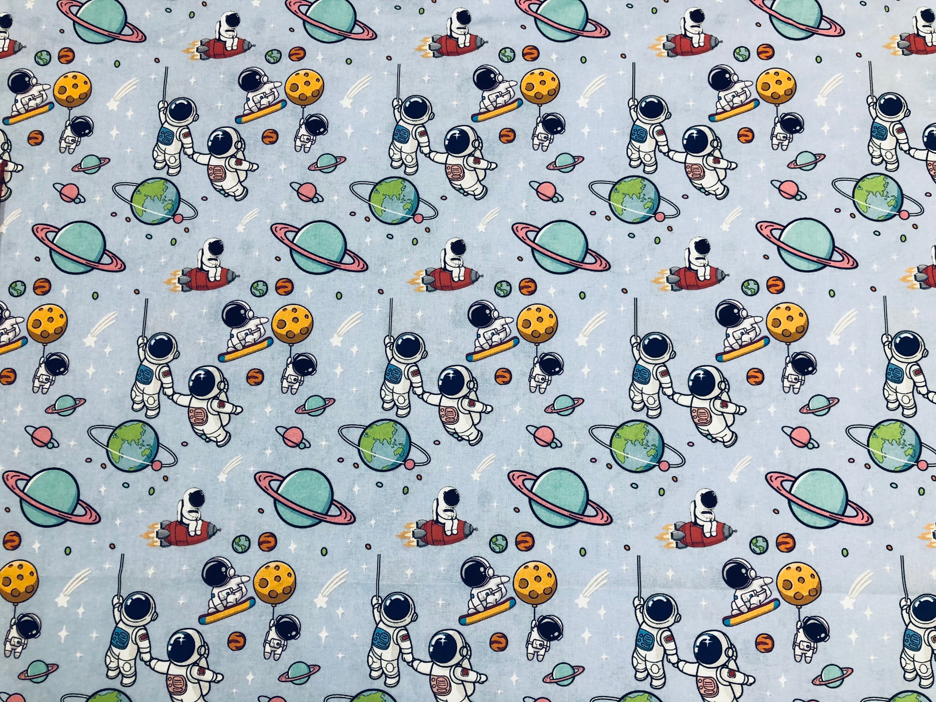 Spaceman Amung Us Stars Universe Space Planets Light Blue | Etsy