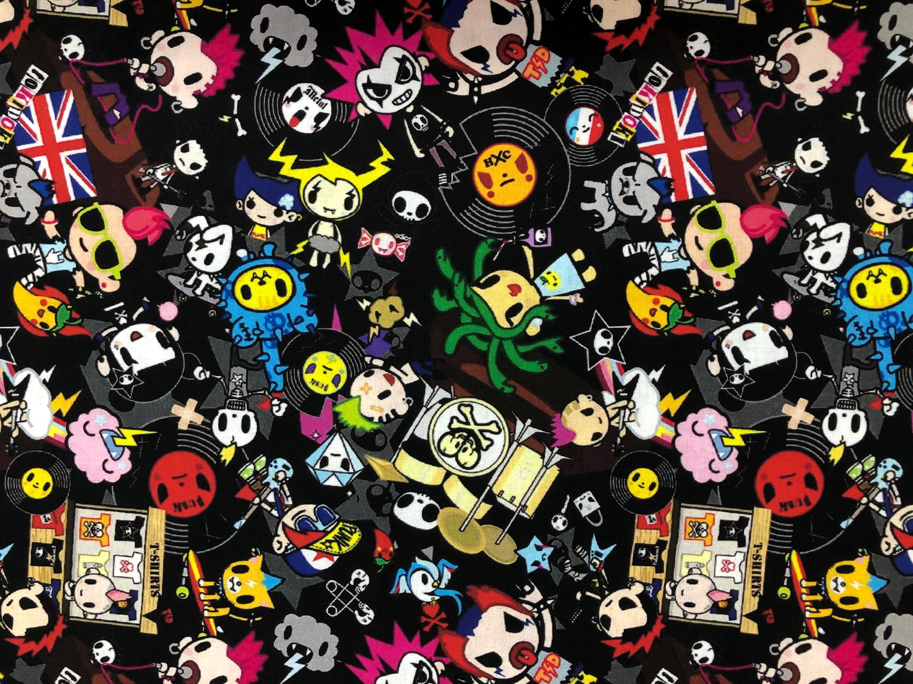 Tokidoki Punkstar on Black Background 100% Cotton Fabric Woven | Etsy