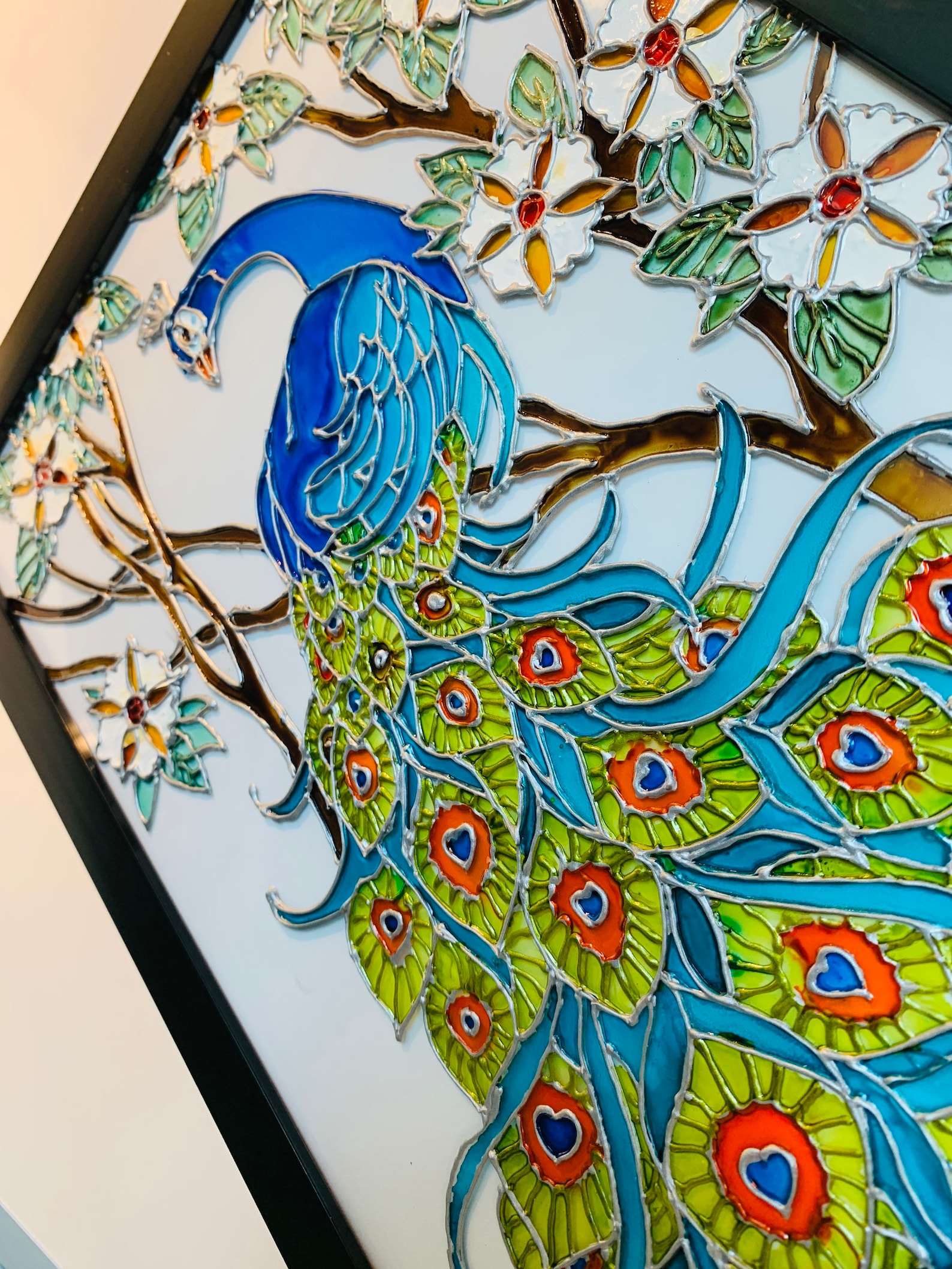 Beautiful Peacock Glass Painting Unique Artwork Unique | Etsy