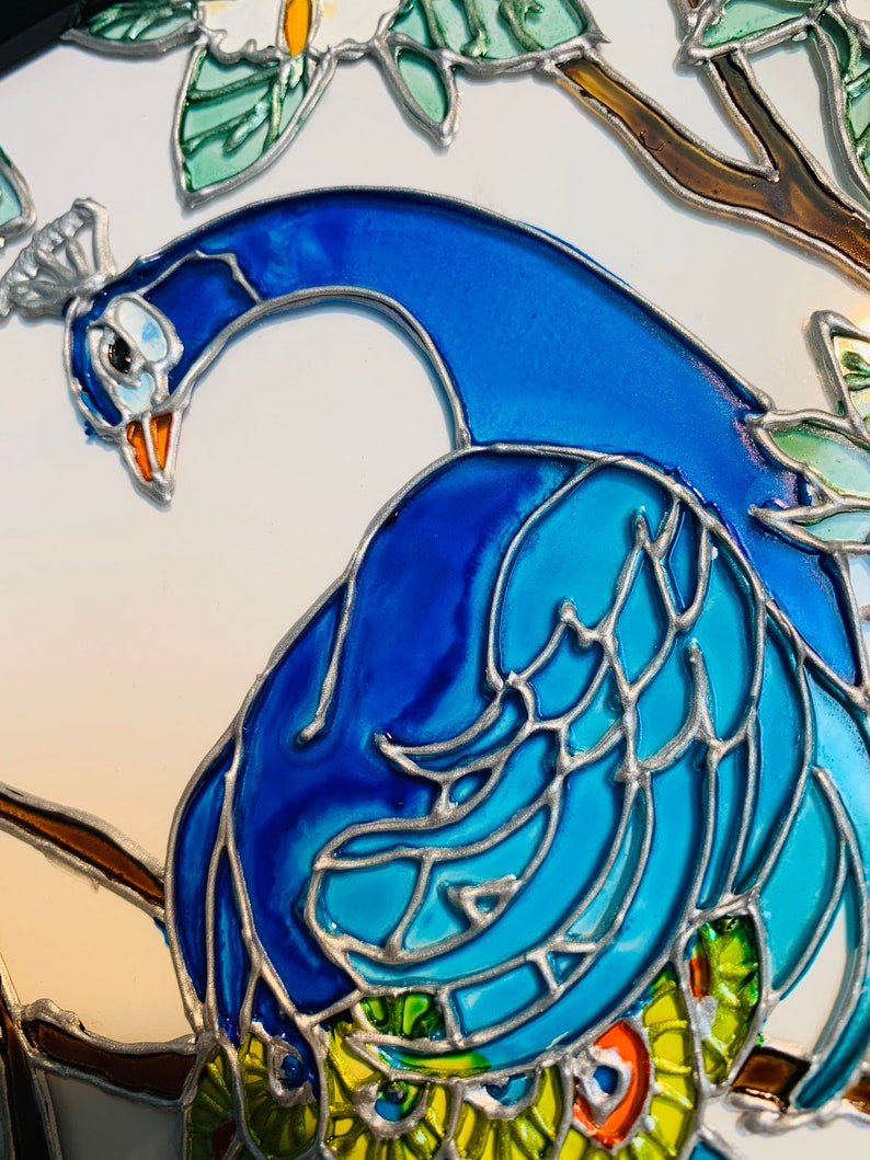 Beautiful Peacock Glass Painting Unique Artwork Unique Gift - Etsy