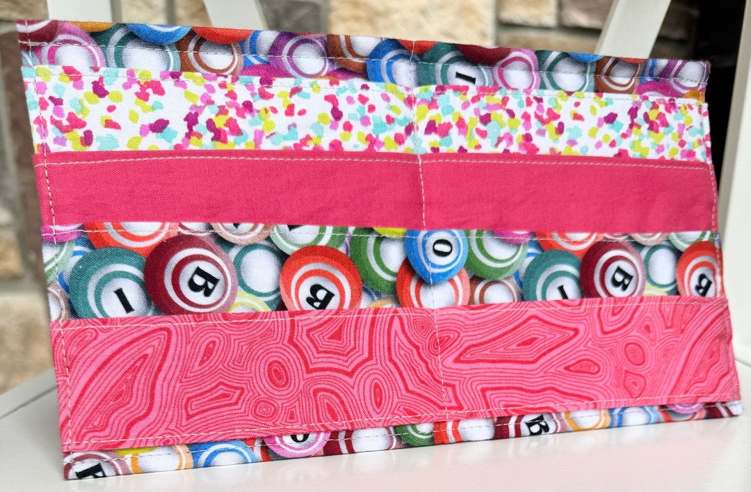 Standing Card Holder, Pink Confetti, Bingo Tabs, 4 Row Pockets, Card ...