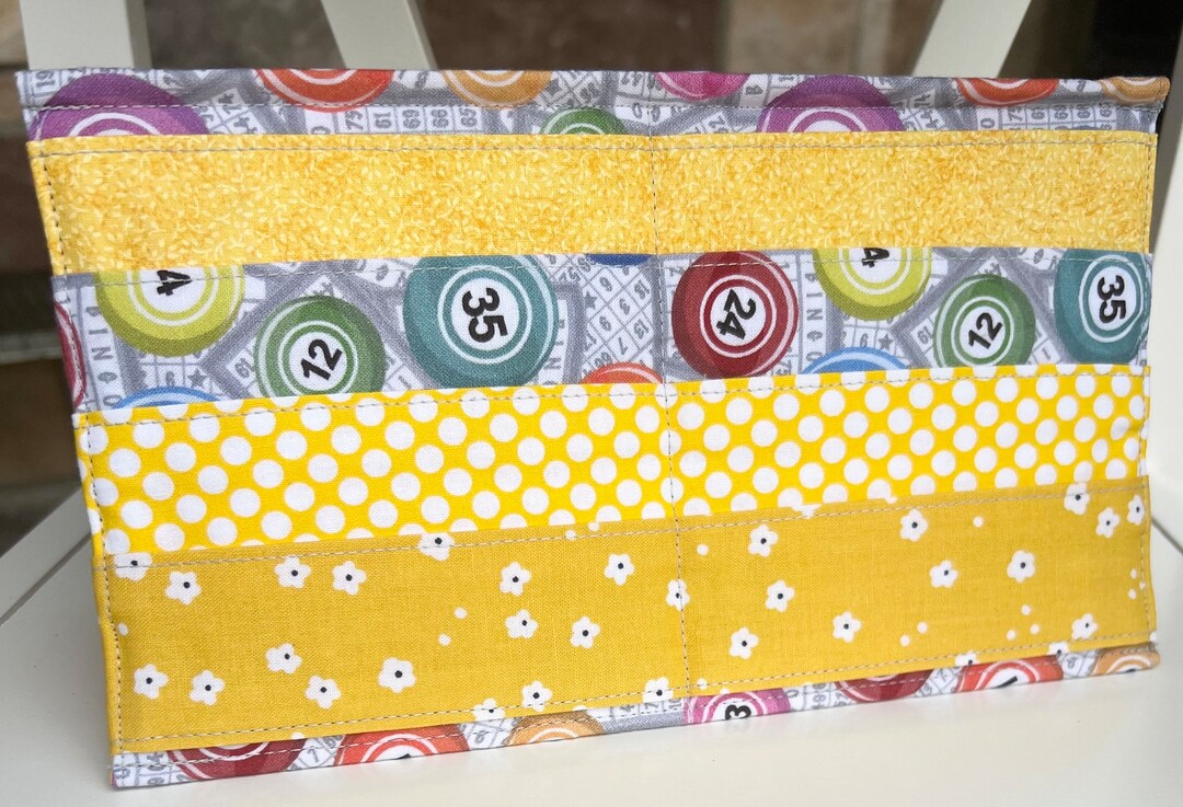 Standing Card Holder, Yellow Blooms, Bingo, 4 Row Pocket, Card Caddy ...