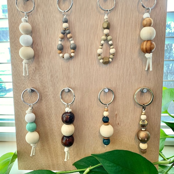 Wood Bead Keychain - Etsy