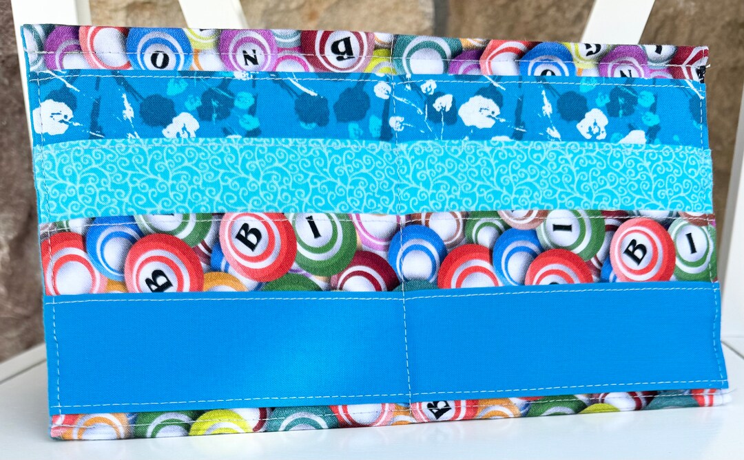 Standing Card Holder, Aqua Hues Bingo, Bingo, 4 Row Pocket, Card Caddy ...