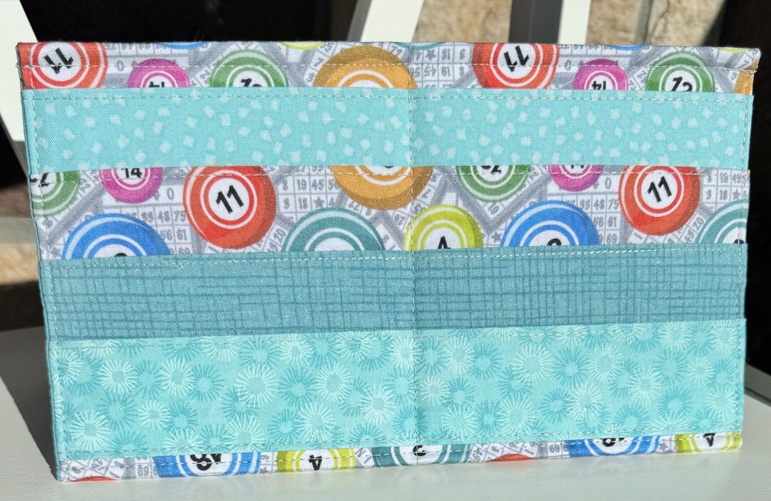 Standing Card Holder, Aqua Blooms, Bingo Tabs, 4 Row Pockets, Card ...