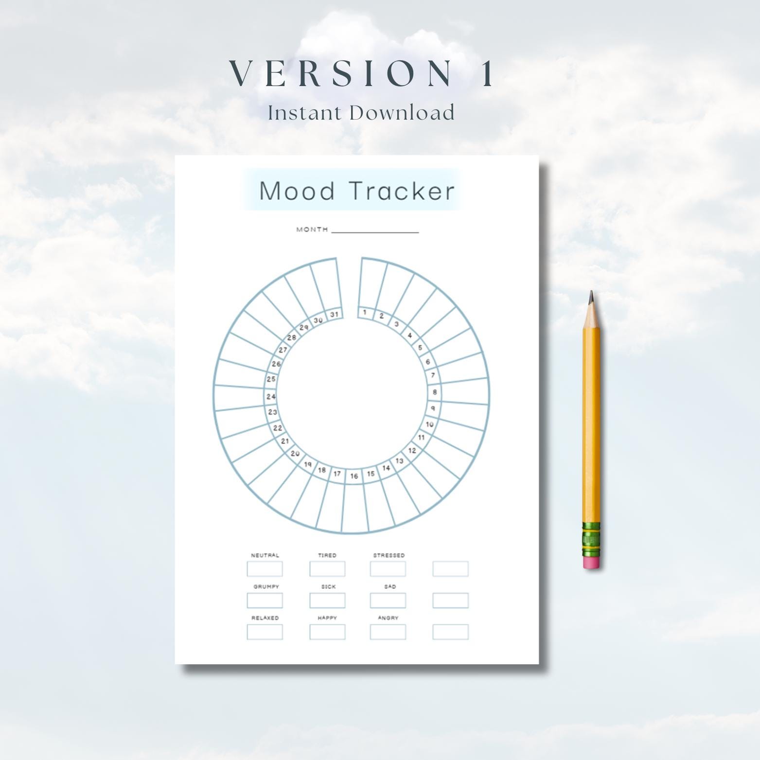 Mood Tracker Printable I Simple Mood Chart Daily Mood Journal, Emotion ...