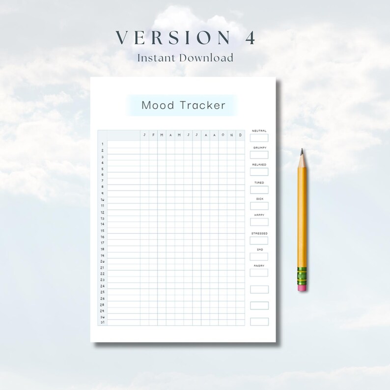 Mood Tracker Printable I Simple Mood Chart Daily Mood Journal, Emotion ...