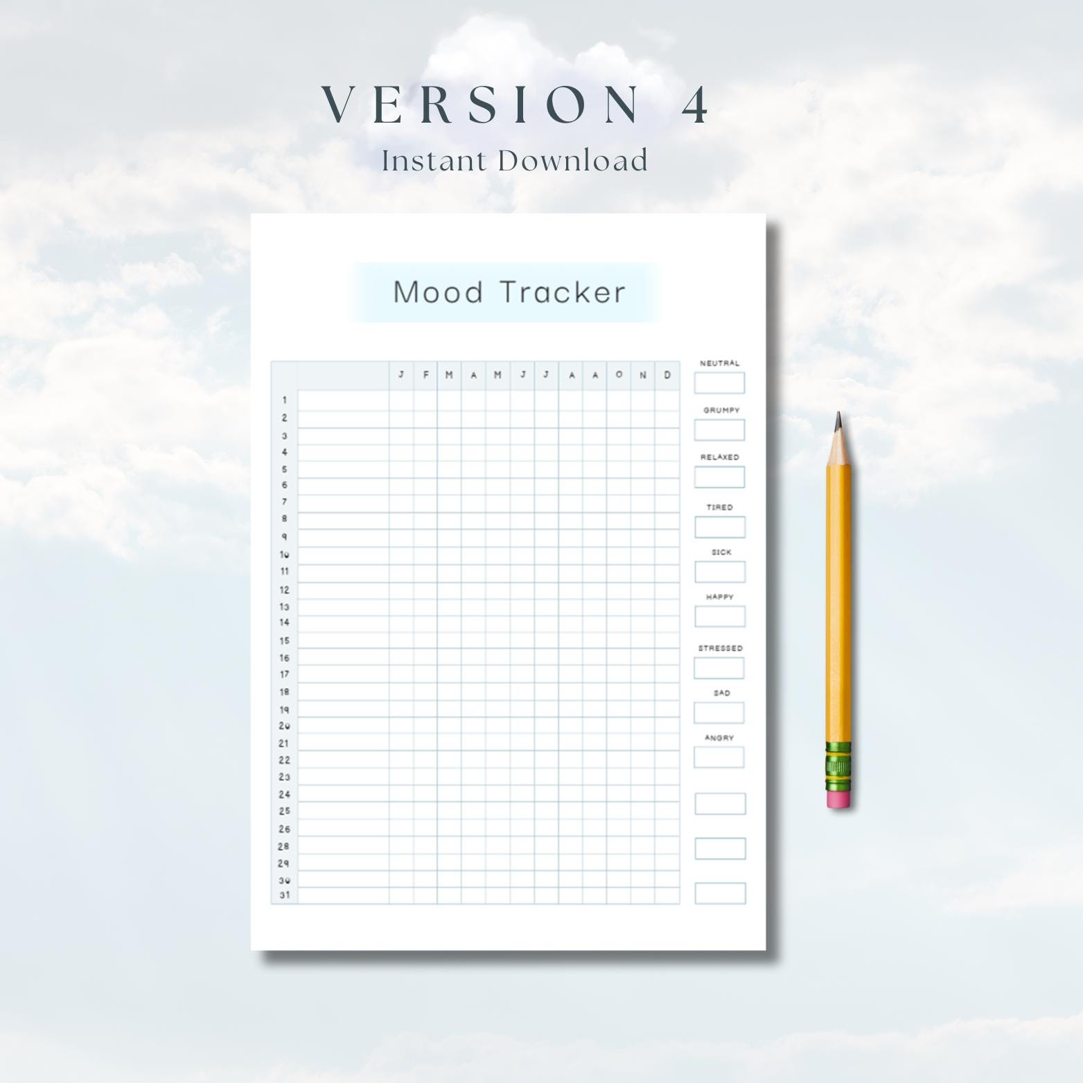 Mood Tracker Printable I Simple Mood Chart Daily Mood Journal, Emotion ...