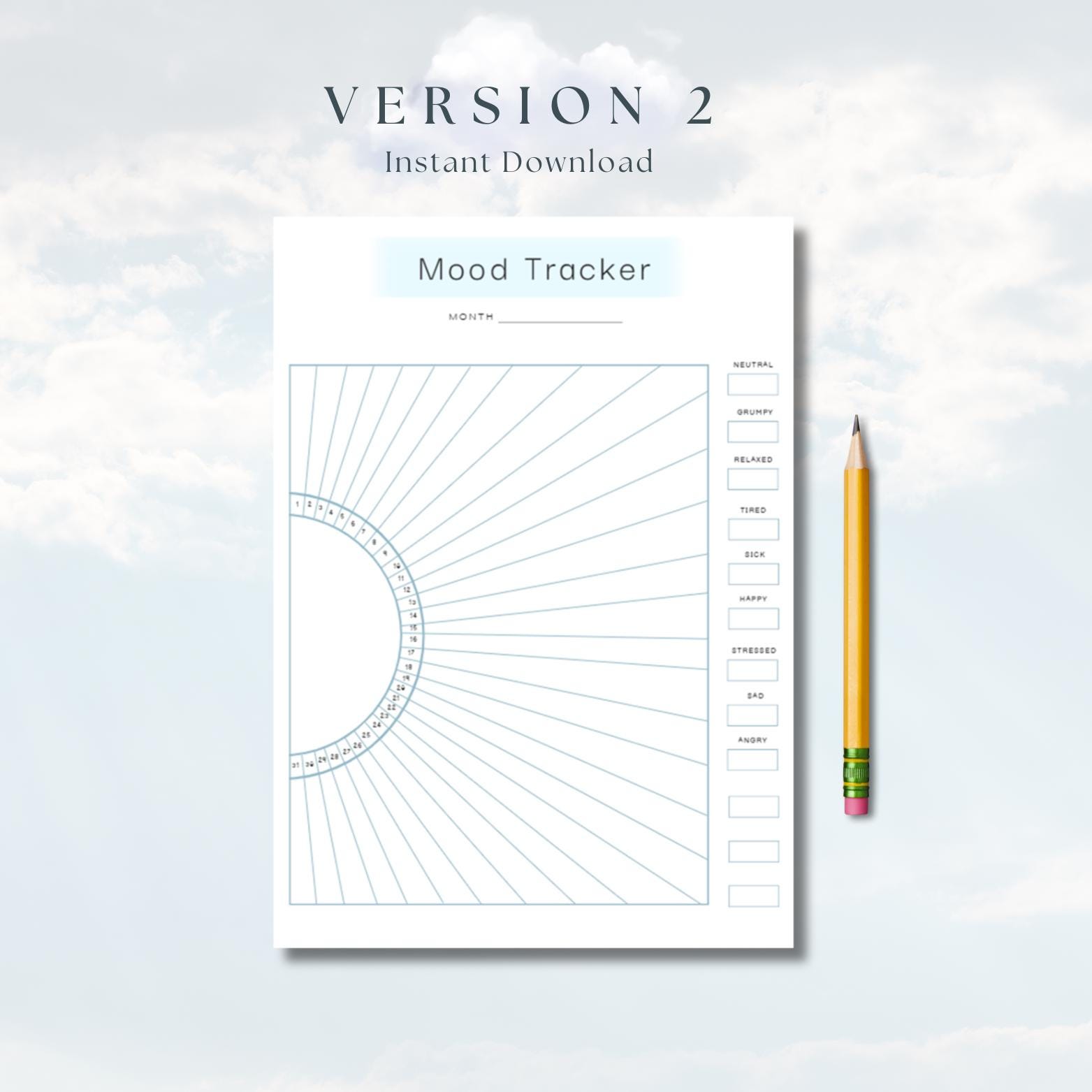 Mood Tracker Printable I Simple Mood Chart Daily Mood Journal, Emotion ...