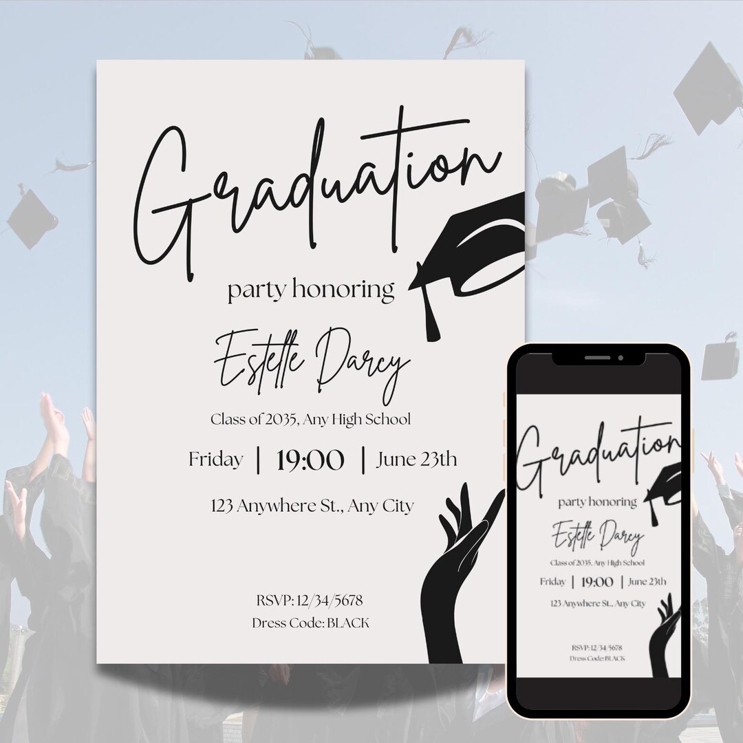 Editable Graduation Invitation Canva Template Class of 2026 Party ...