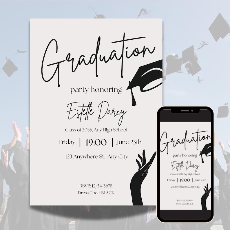 Editable Graduation Invitation Class of 2025 Grad Party Invite ...