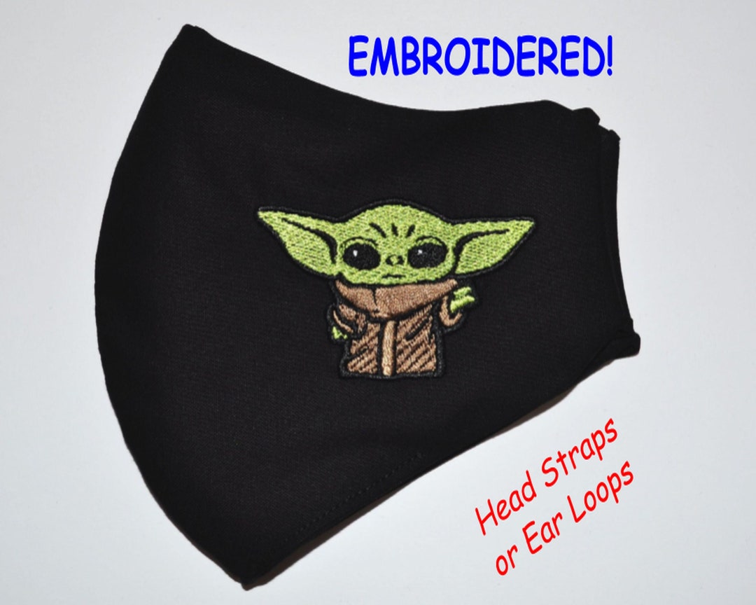 Grogu Face Mask Baby Yoda Face Mask ADULT Embroidered Design - Etsy