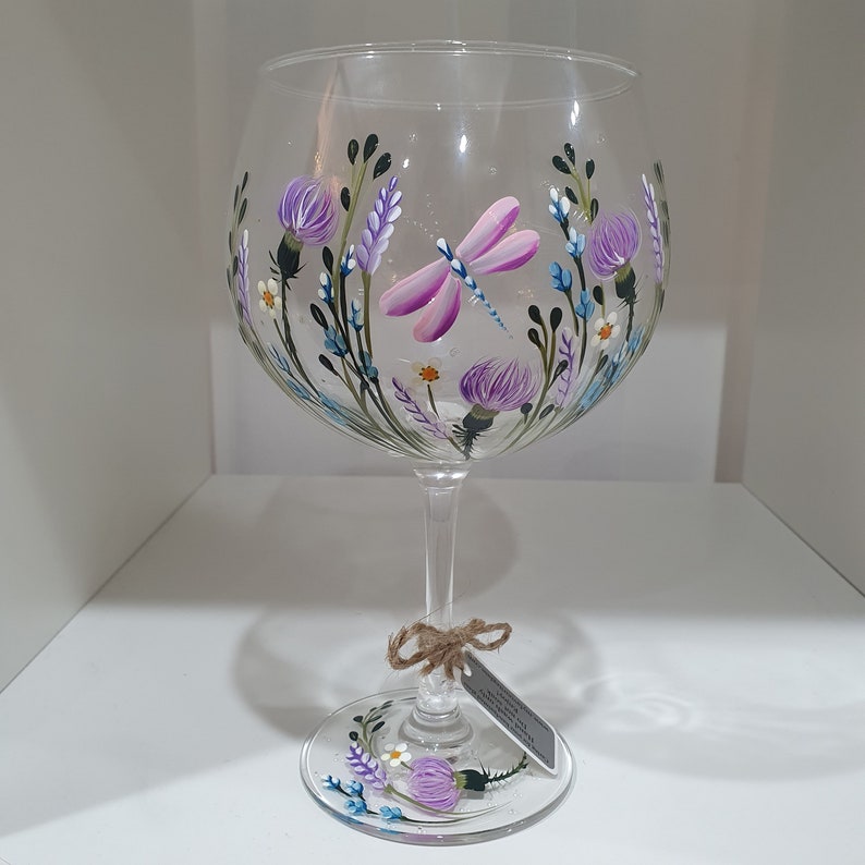 Hand Painted Dragonfly Gin Glass - Etsy
