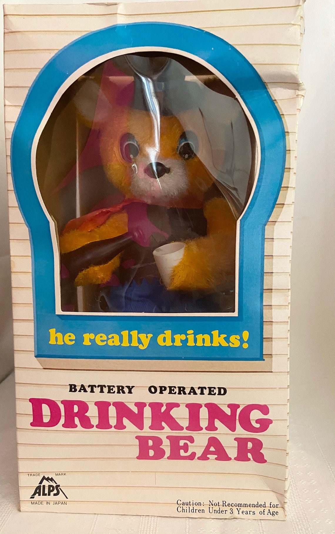 Vintage Drinking Bear, Battery Operated, Alps Iwaya Brand Made in Japan ...
