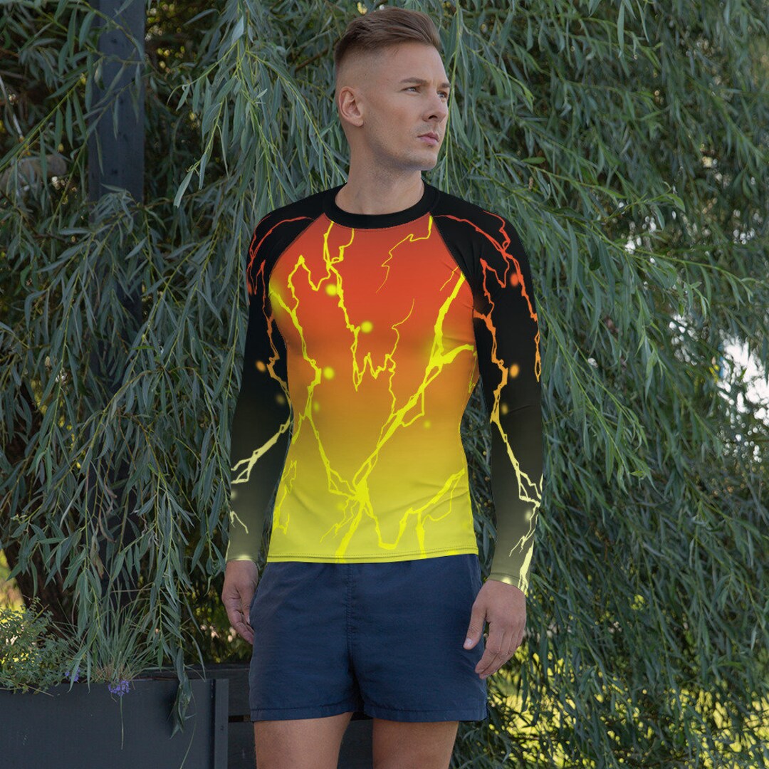 Men's Sunset Lightning Rash Guard - Etsy