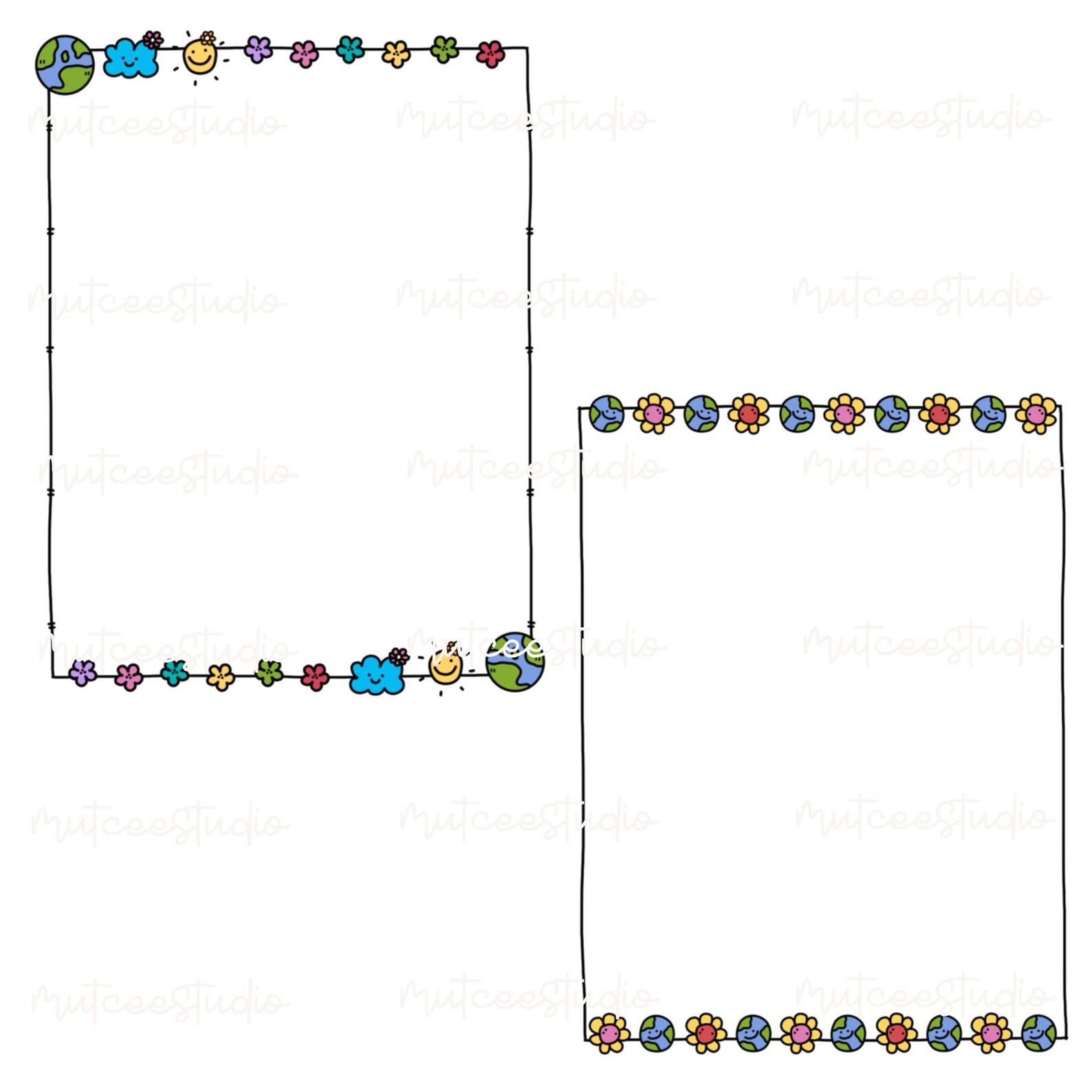 Earth Day Borders | Spring Frames | Cute Frames | Hand-drawn Frames ...