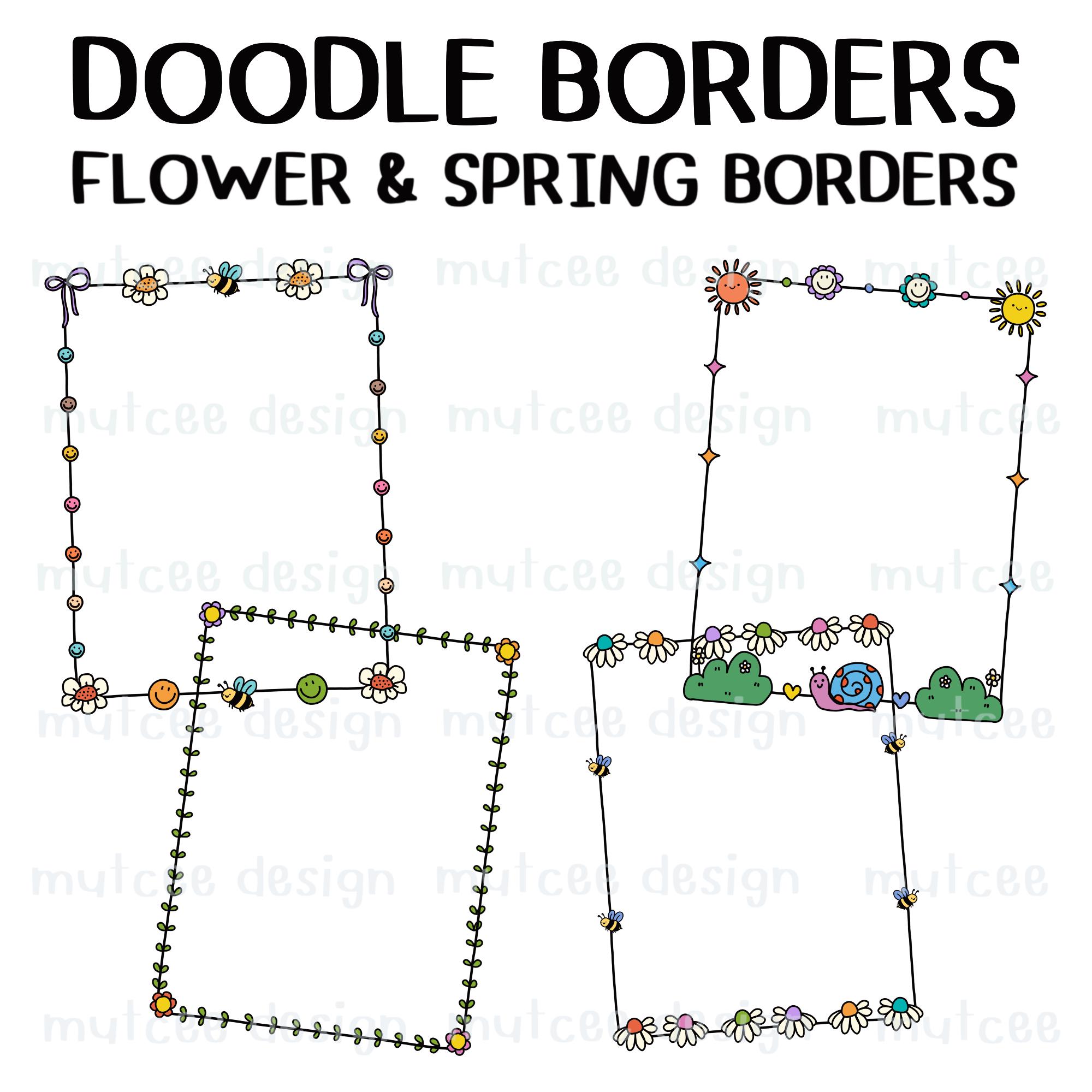 Floral Borders | Spring Easter Frames | Cute Frames | Hand-drawn Frames ...