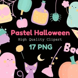 Pastel Halloween Clipart, Cute Ghosts, Pumpkins, Rainbow, Cute ...