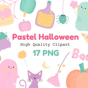 Pastel Halloween Clipart, Cute Ghosts, Pumpkins, Rainbow, Cute ...