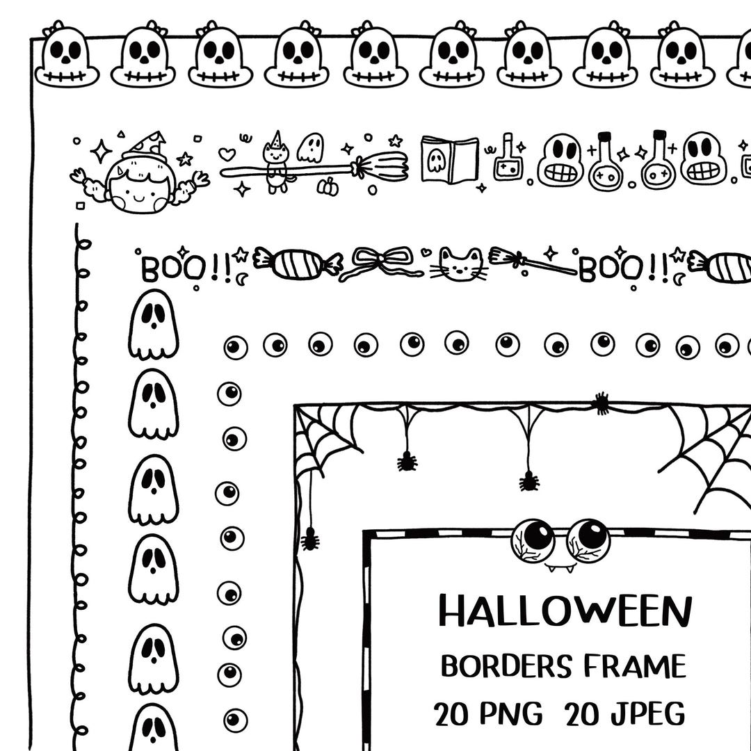 Halloween Frames | Ghost Frame | Borders PNG | Cute Frames | Hand-drawn ...