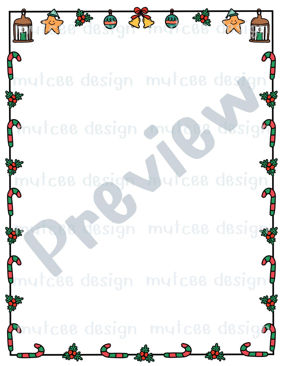 Christmas Border, Hand Drawn Border Clipart, Doodle Frames Clipart ...