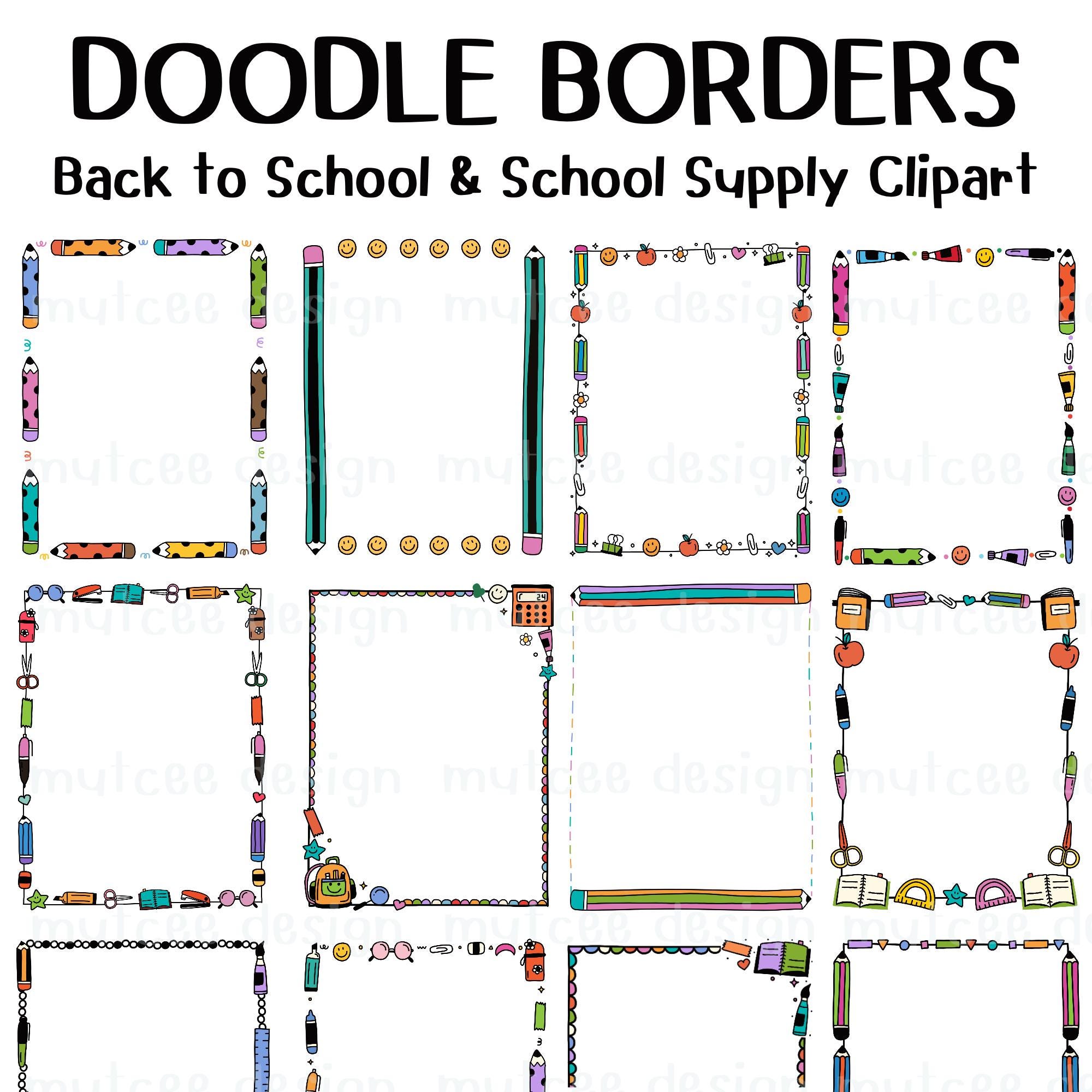 Back to School Borders: Hand-drawn PNG Frames (digital Download) - Etsy