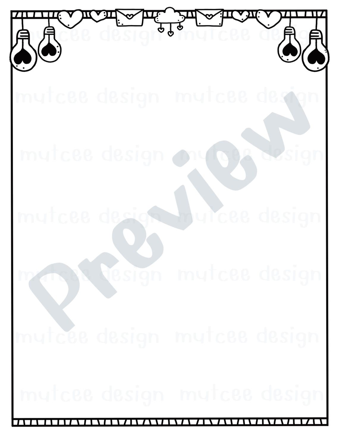 Valentines Day Borders Frames Clipart Set 2, Hand Drawn Frame Clipart ...