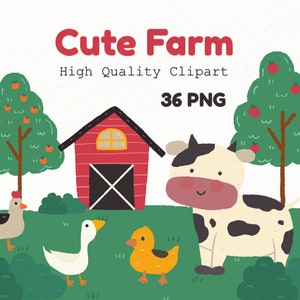 Cute Farm, Farm Animals Clipart, Cute Farm Clipart, Barn Animals, Farm ...