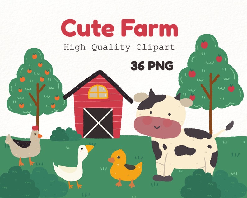 Cute Farm, Farm Animals Clipart, Cute Farm Clipart, Barn Animals, Farm ...