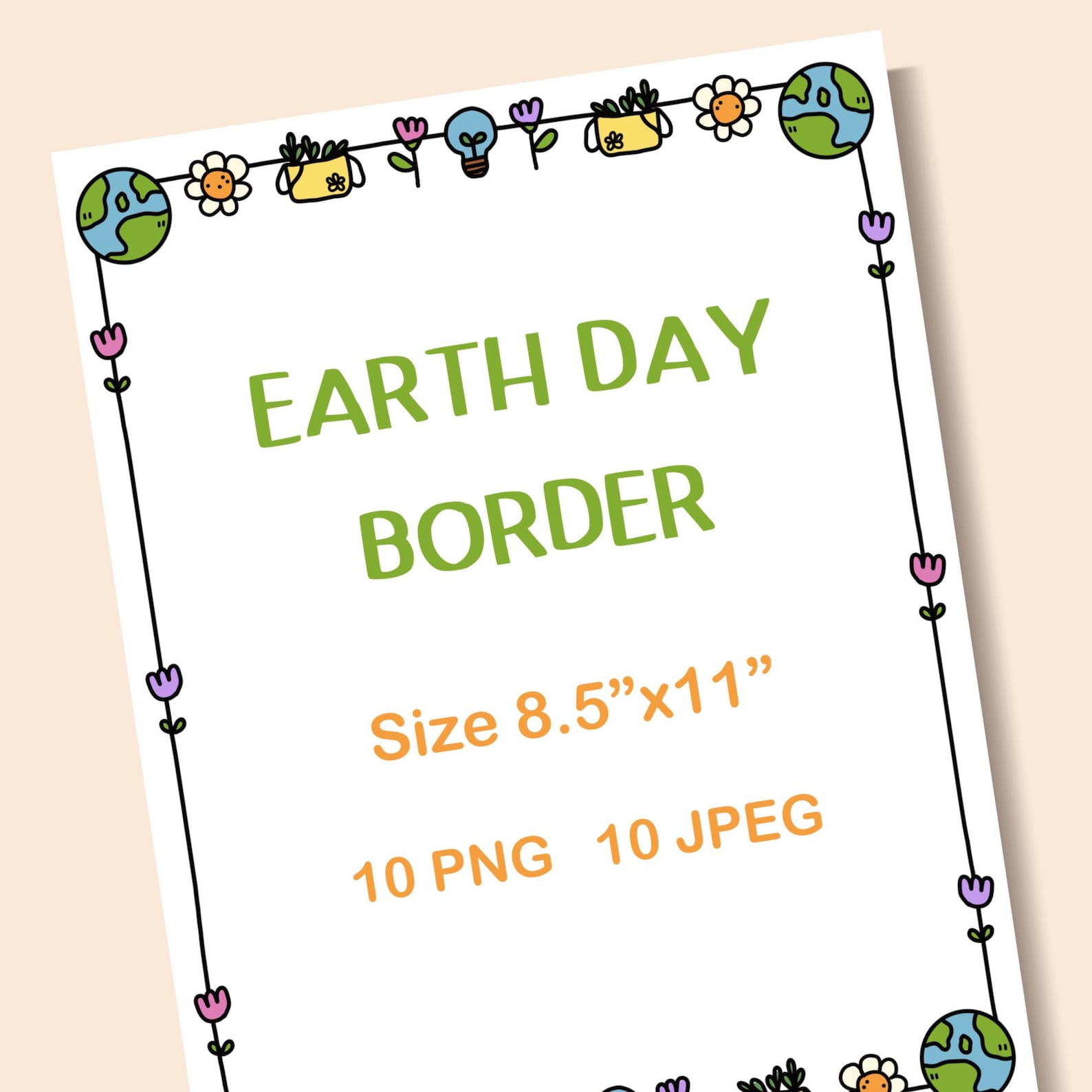 Earth Day Borders | Spring Frames | Cute Frames | Hand-drawn Frames ...