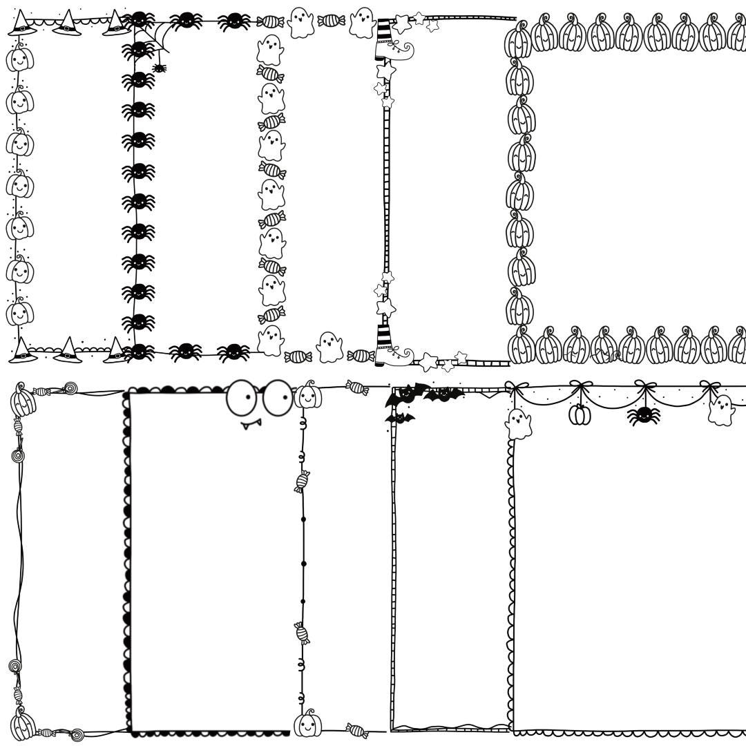 Halloween Frames | Ghost Frame | Borders PNG | Cute Frames | Hand-drawn ...