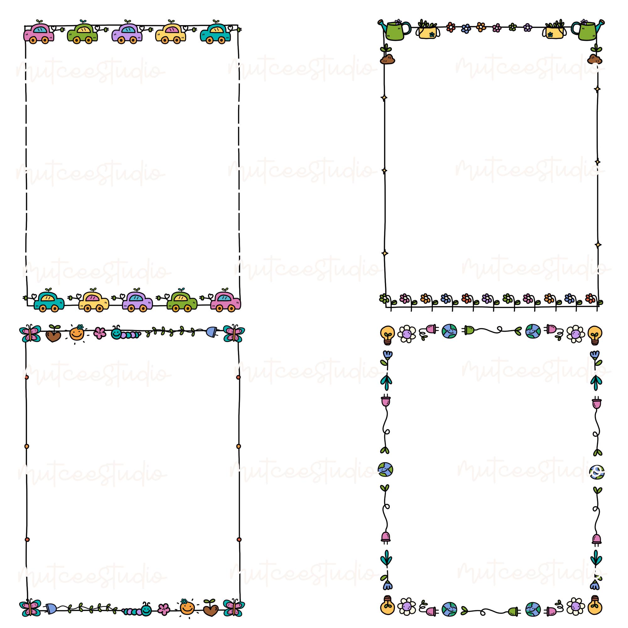 Earth Day Borders | Spring Frames | Cute Frames | Hand-drawn Frames ...