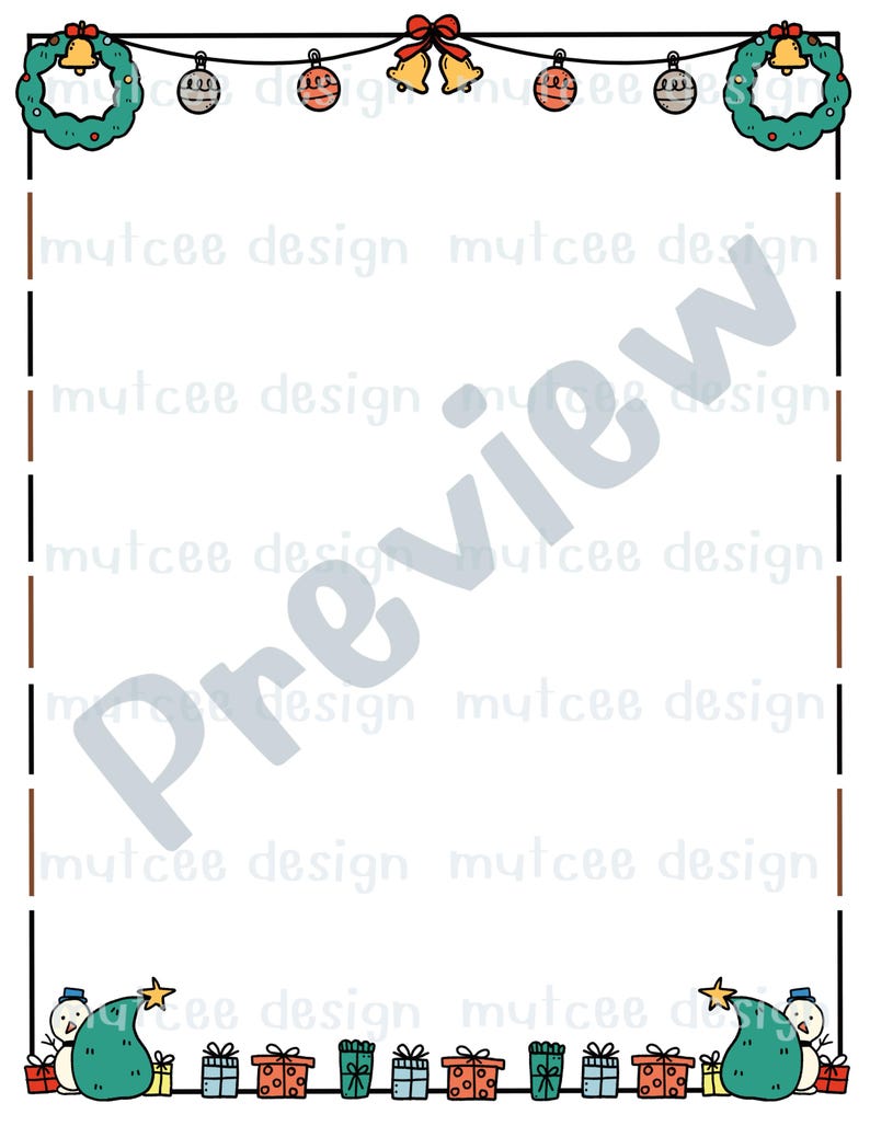 Christmas Border, Hand Drawn Border Clipart, Doodle Frames Clipart ...