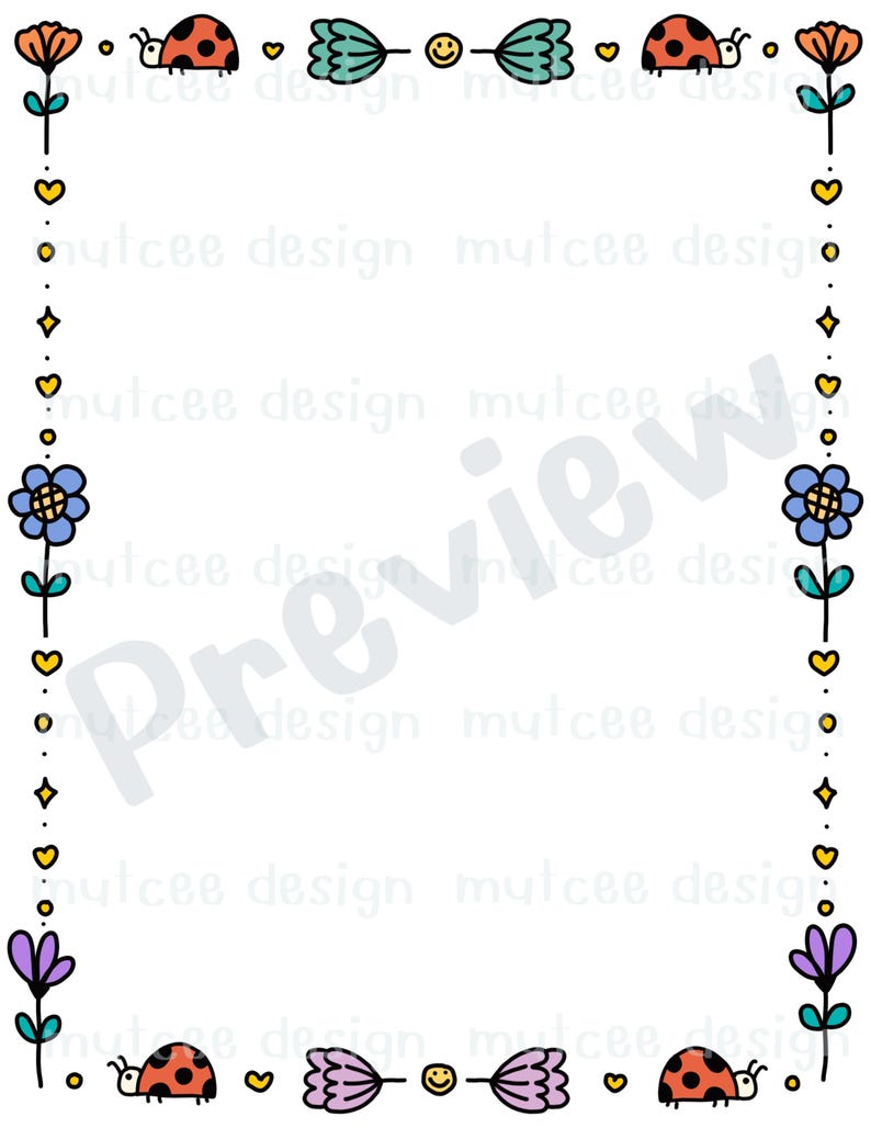 Floral Borders | Spring Easter Frames | Cute Frames | Hand-drawn Frames ...