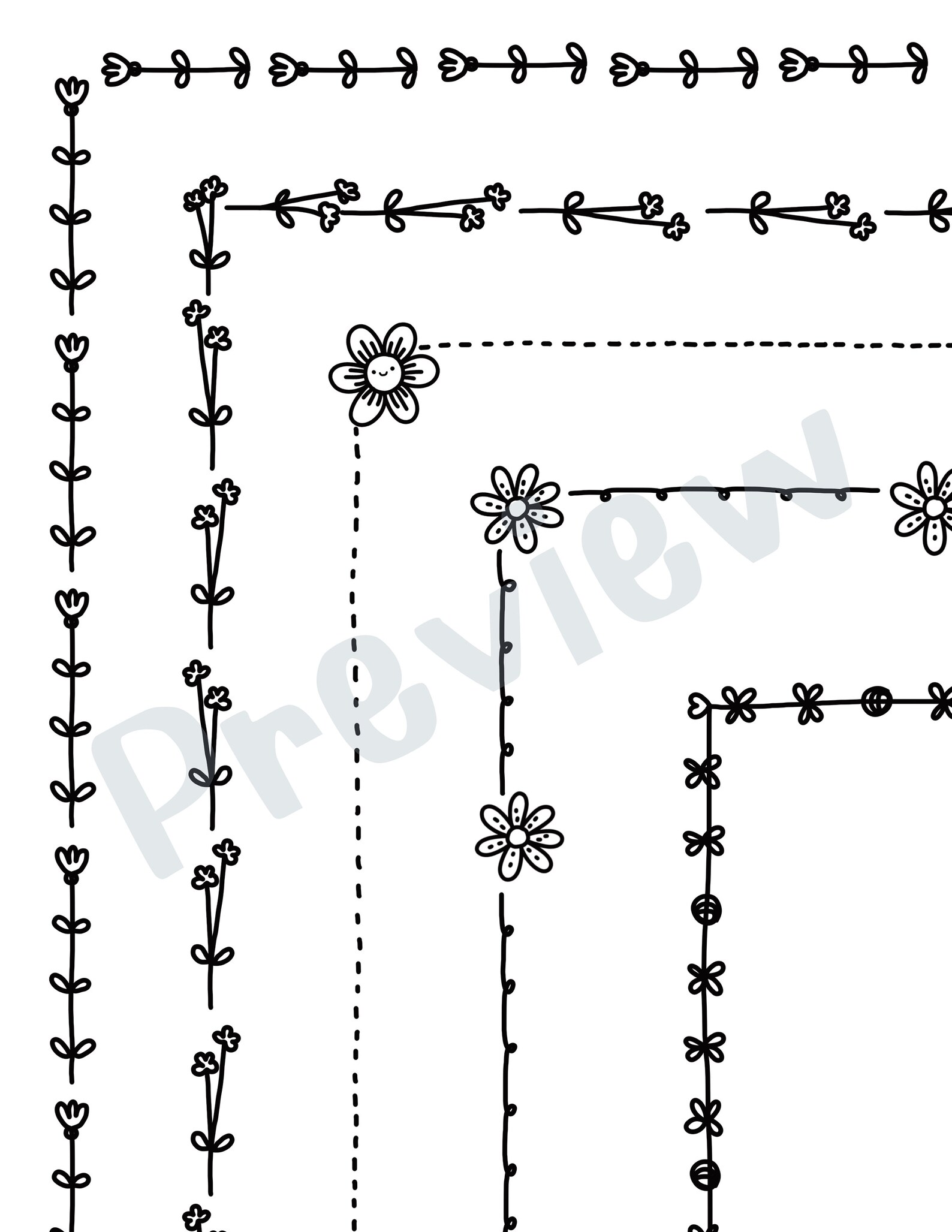 Hand Drawn Border Clipart, Doodle Frames Clipart, Digital Page Border ...