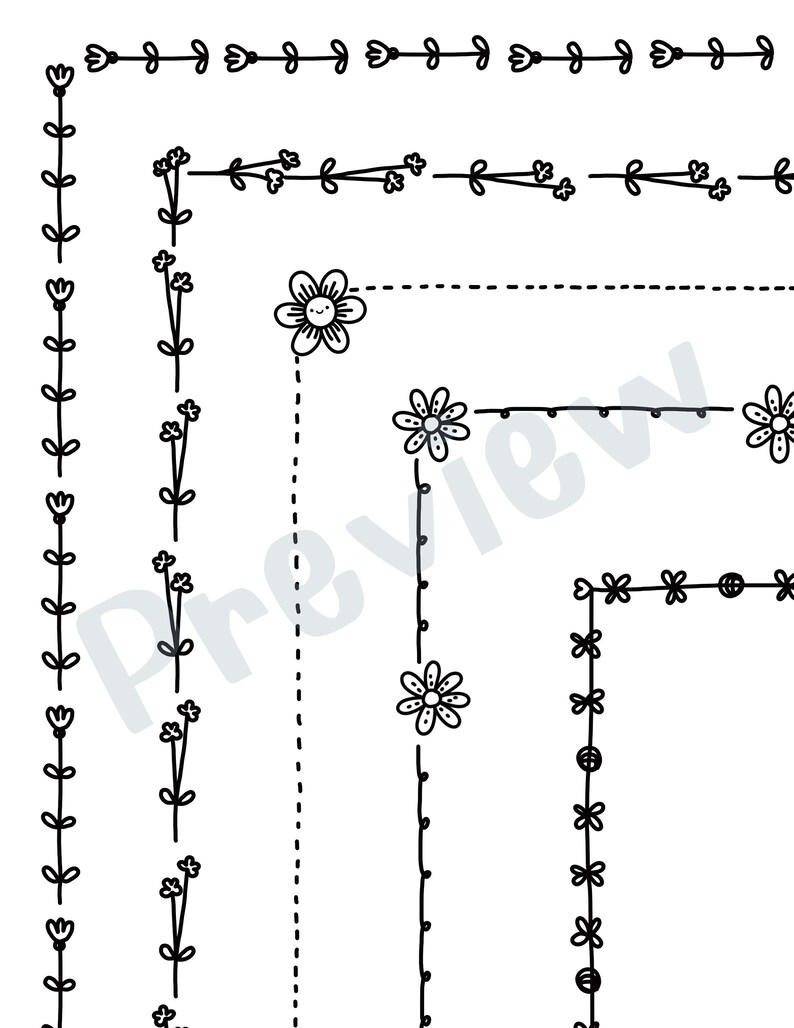 Hand Drawn Border Clipart, Doodle Frames Clipart, Digital Page Border ...