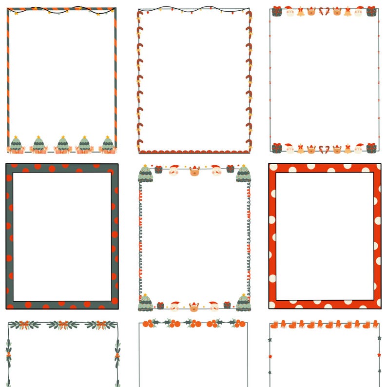 Christmas Border Set 3, Hand Drawn Border Clipart, Doodle Frames ...