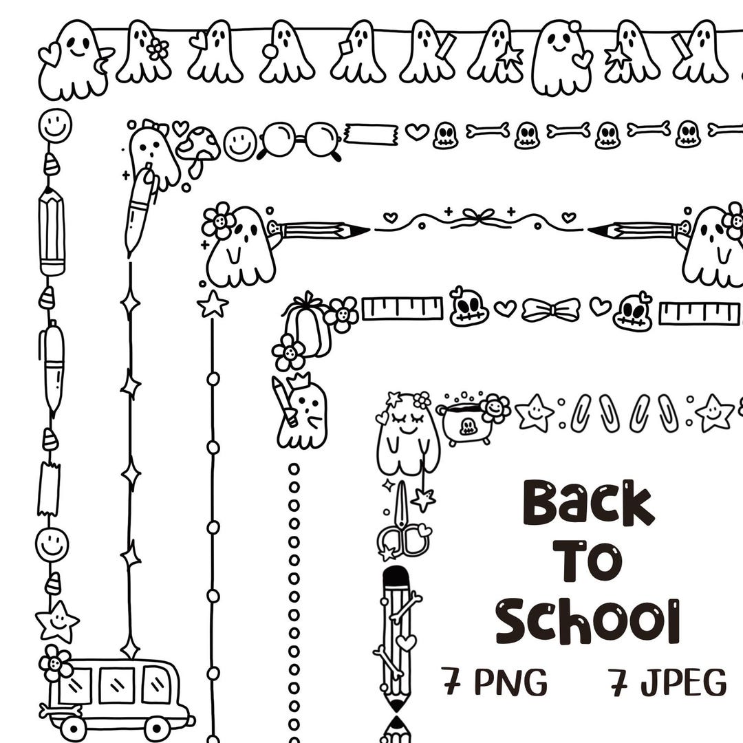 Back to School & Ghost | Cute Frames | Doodle Frames | Doodle Borders ...